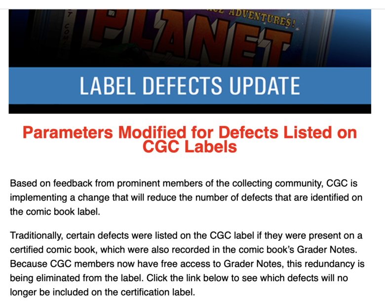 CGC Label Update | CBCS Comics | Page 1